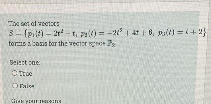 Solved The set of vectors | Chegg.com