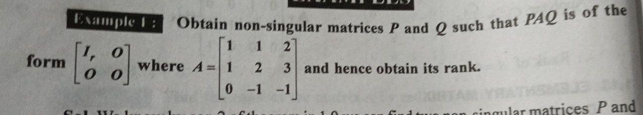 Solved Example 1: [I o form 이 Obtain non-singular matrices P | Chegg.com