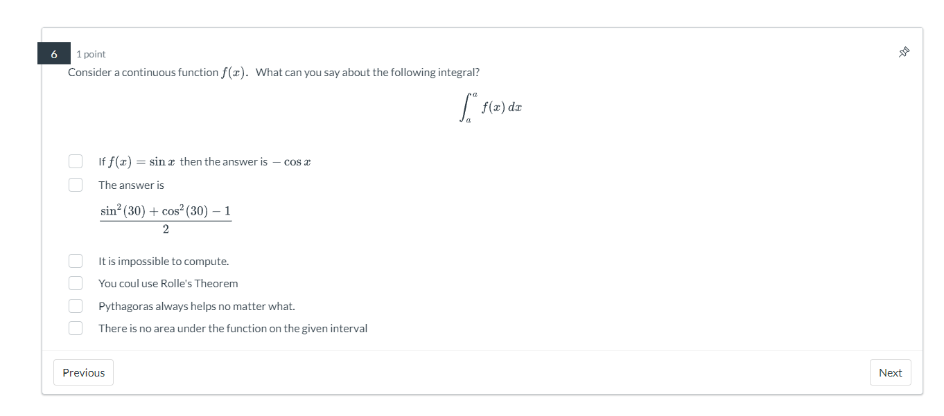 Solved 6\\nConsider a continuous function f(x). What can you | Chegg.com