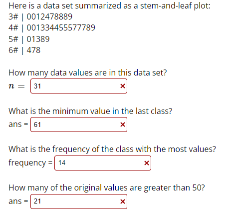 Solved Here is a data set summarized as a stem-and-leaf | Chegg.com