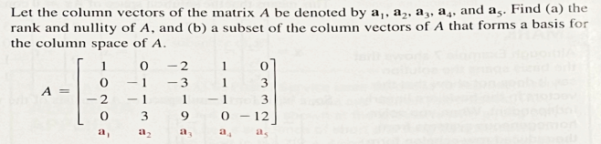 Solved Let the column vectors of the matrix A be denoted by | Chegg.com