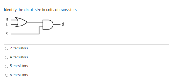Solved Identify the circuit size in units of transistors 2 | Chegg.com