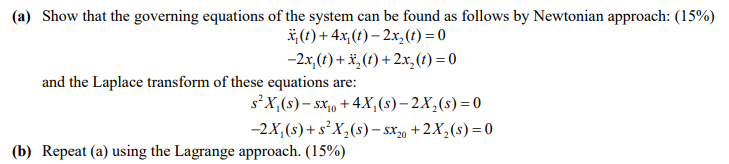 Solved (a) Show that the governing equations of the system | Chegg.com
