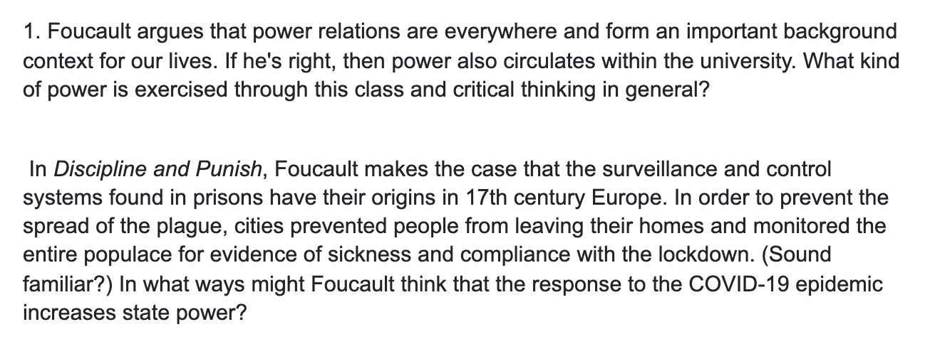 1. Foucault argues that power relations are | Chegg.com