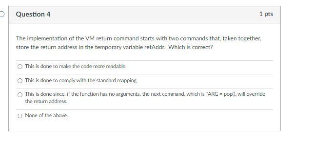 Solved The implementation of the VM return command starts | Chegg.com