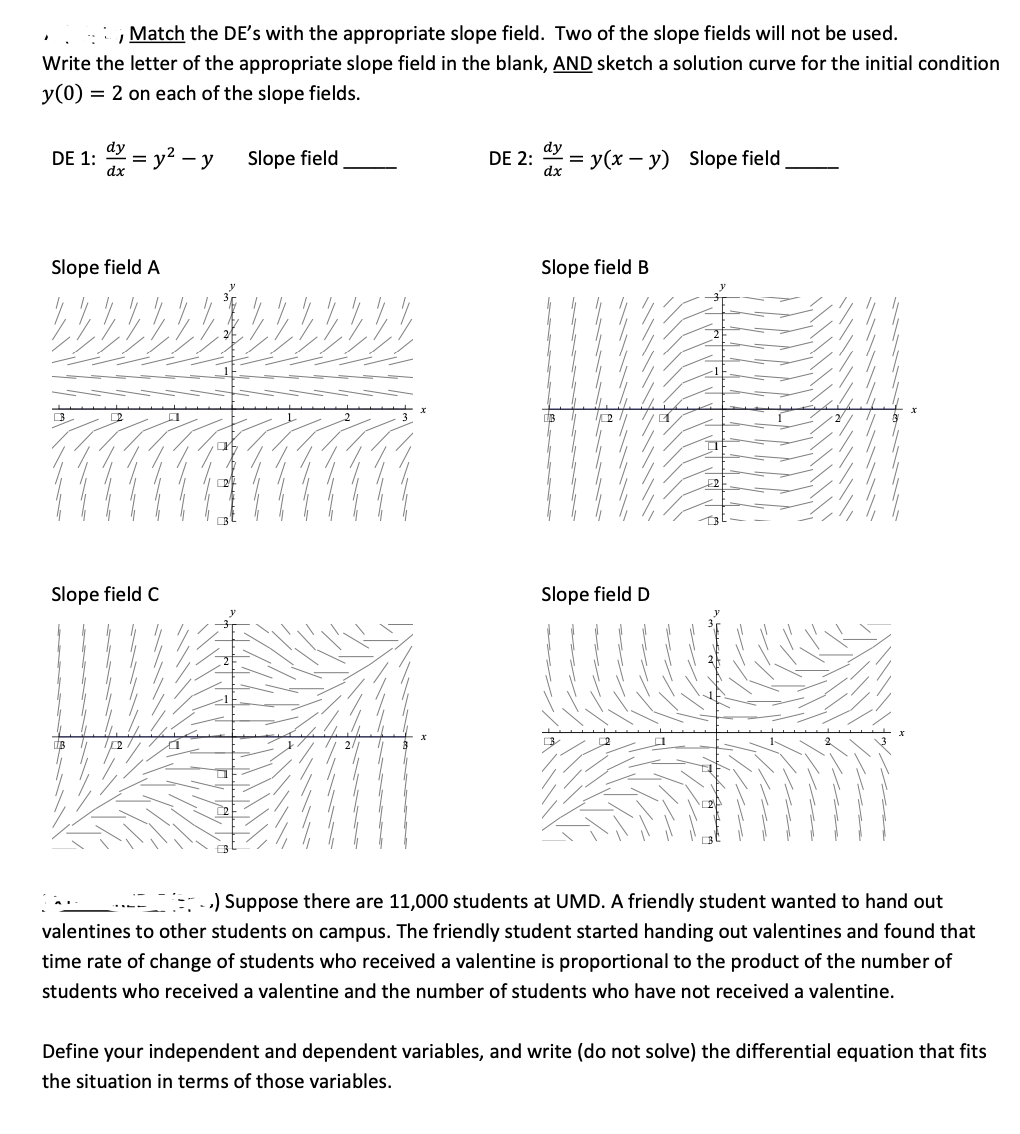 Solved i Match the DE's with the appropriate slope field. | Chegg.com