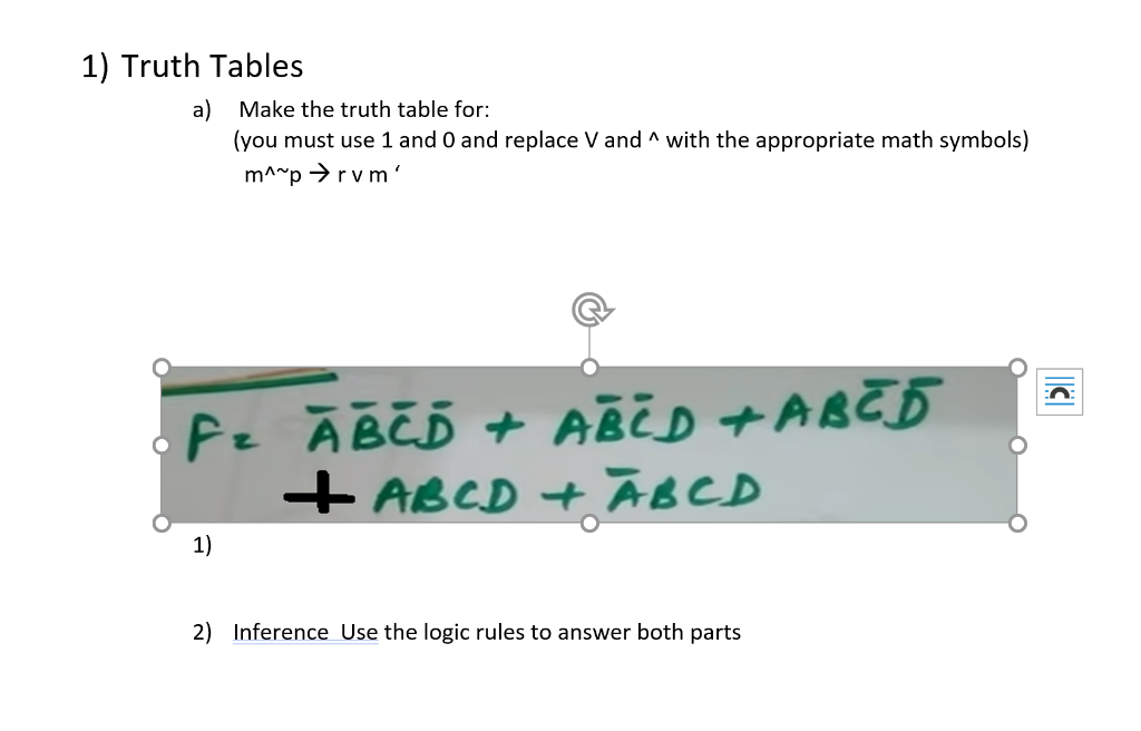 Solved 1) Truth Tables a) Make the truth table for: (you | Chegg.com