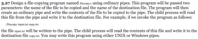 Solved 3.27 Design a file-copying program named filecopy.c | Chegg.com