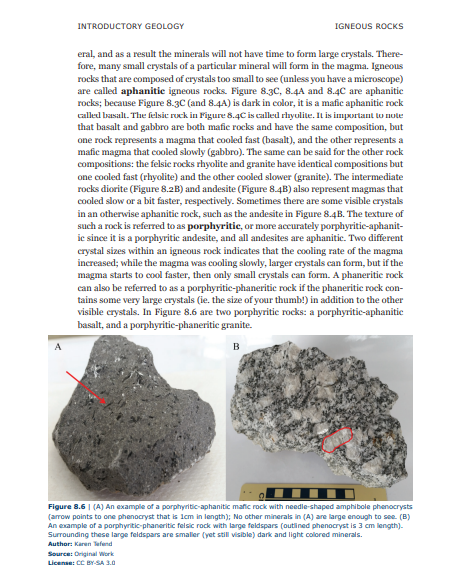 Solved INTRODUCTORY GEOLOGY IGNEOUS ROCKS 20. Sample I1 is | Chegg.com