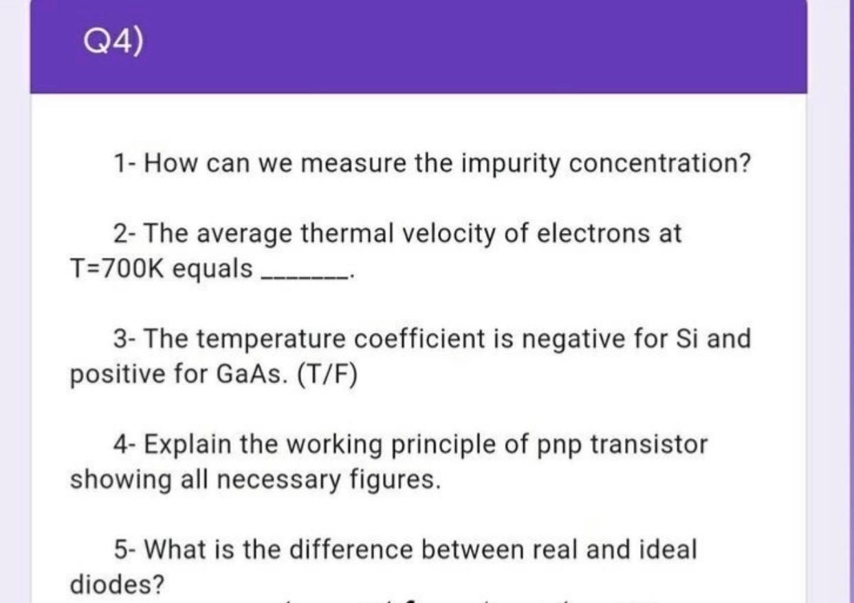 Solved Q4) 1 - How can we measure the impurity | Chegg.com