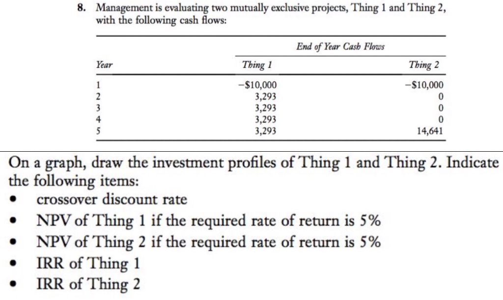 Solved 8. Management is evaluating two mutually exclusive | Chegg.com