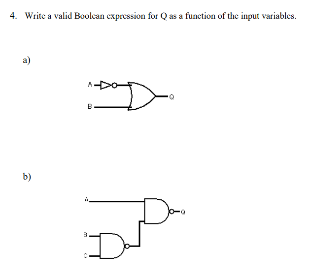 Solved 4. Write a valid Boolean expression for Q as a | Chegg.com