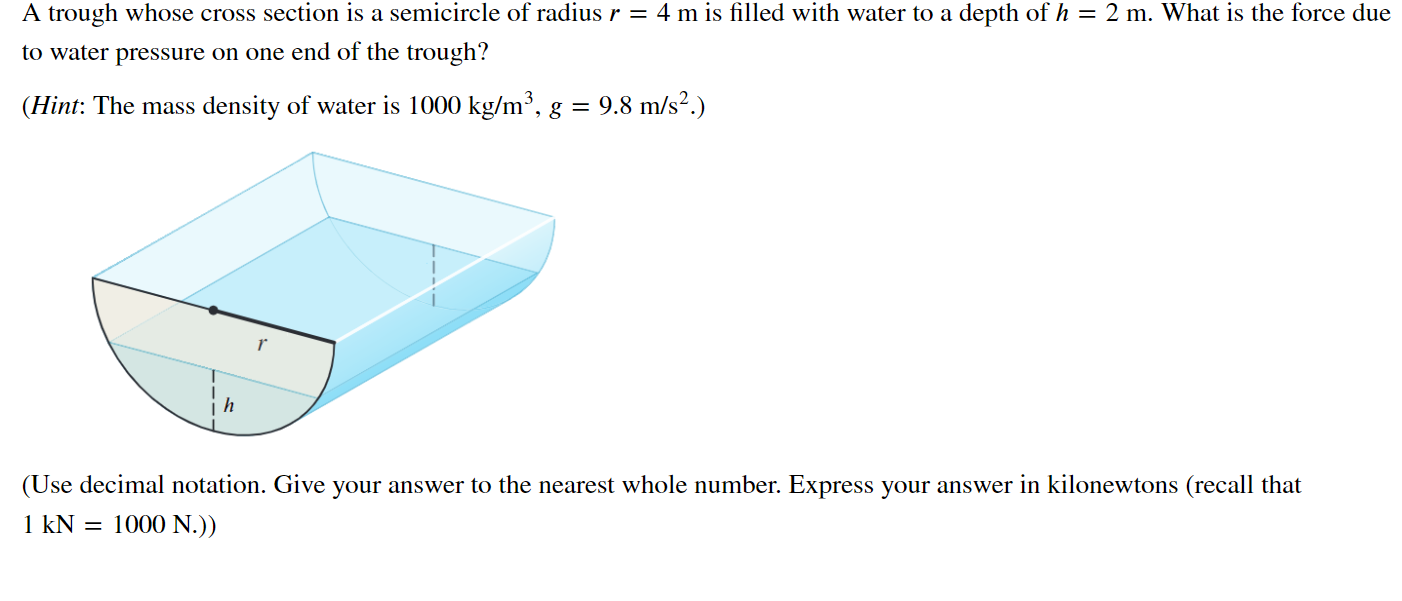Solved A trough whose cross section is a semicircle of | Chegg.com