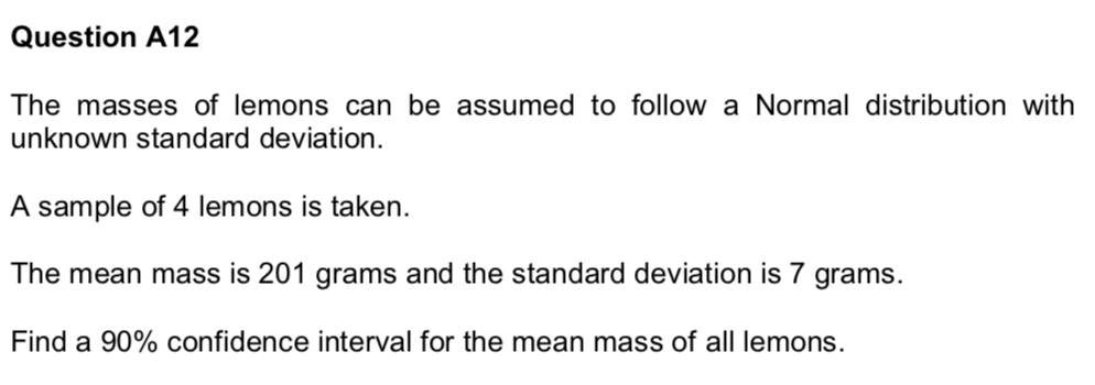 Solved Question A12 The masses of lemons can be assumed to | Chegg.com