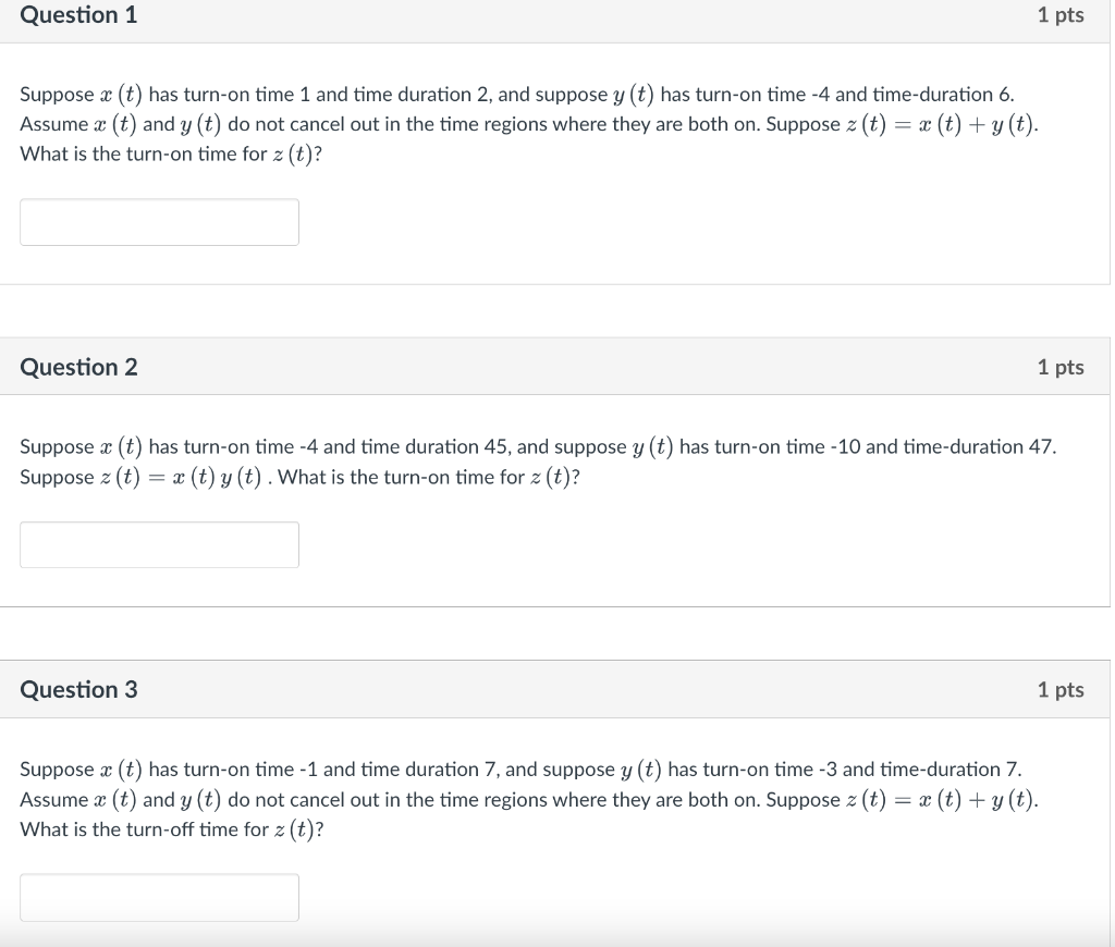Solved Suppose x(t) has turn-on time 1 and time duration 2, | Chegg.com