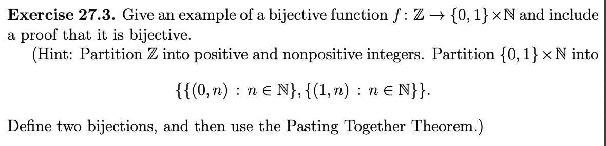 Solved Exercise 27.3. Give an example of a bijective | Chegg.com