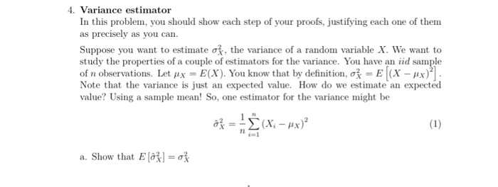 Solved . Variance estimator In this problem, you should show | Chegg.com