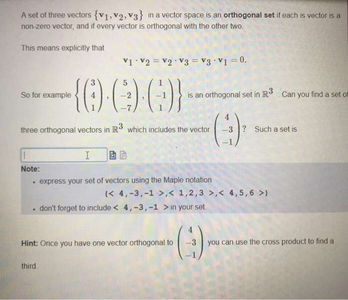 Solved A set of three vectors {vi, v2, v3) in a vector space | Chegg.com