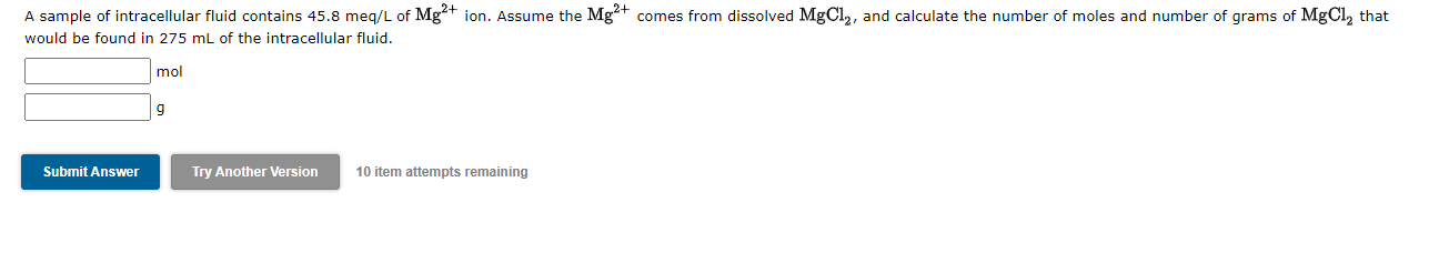Solved A sample of intracellular fluid contains 45.8 meq/L | Chegg.com