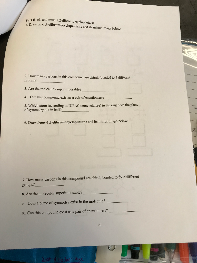 Solved Part B: cis and trans 1,2-dibromo cyclopentane Draw | Chegg.com