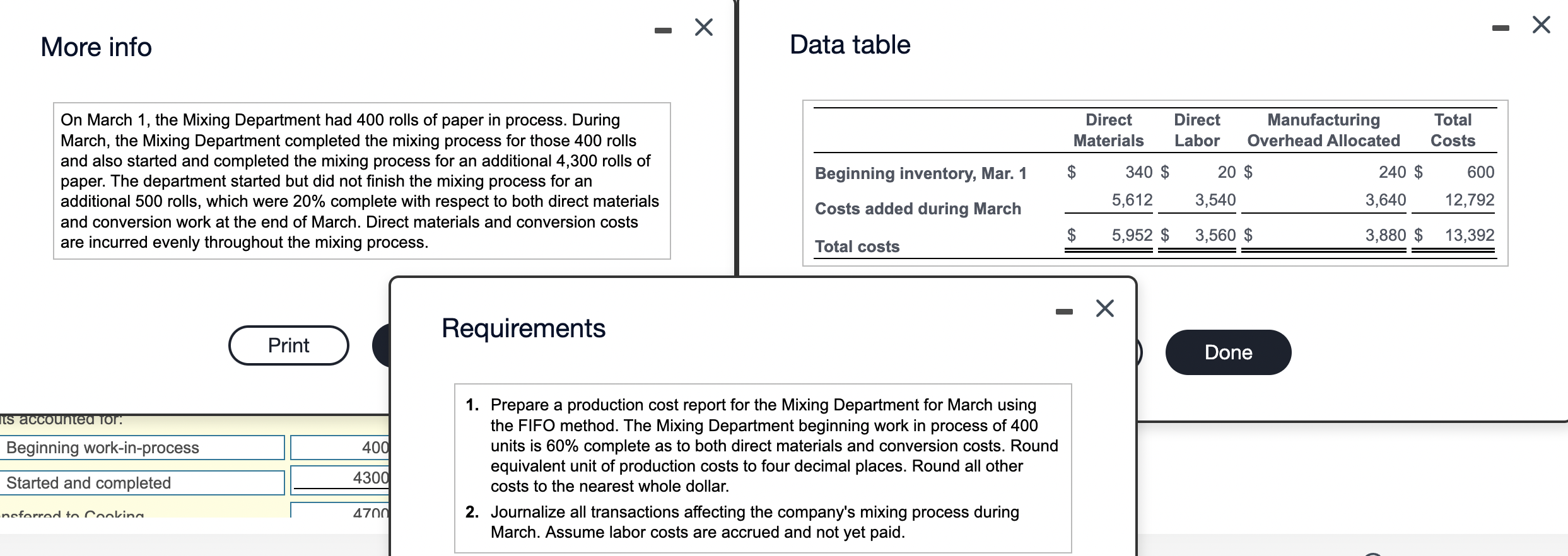 Solved Х - Х More info Data table Direct Materials Direct | Chegg.com