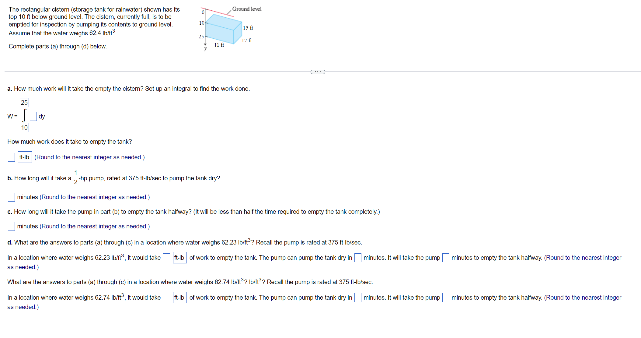 Solved The rectangular cistern (storage tank for rainwater) | Chegg.com