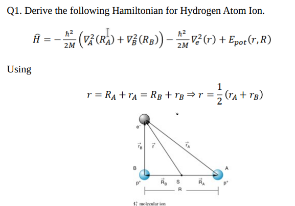 Solved Q1. Derive the following Hamiltonian for Hydrogen | Chegg.com
