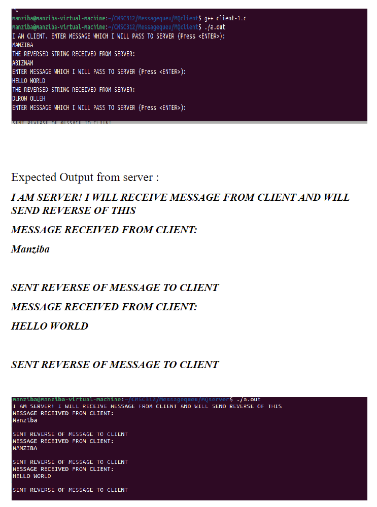 Solved 4) Then Server creates revers of the message and | Chegg.com
