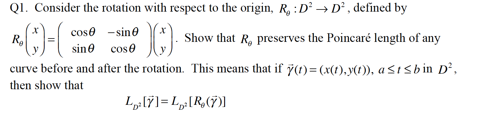 Solved Ql. Consider the rotation with respect to the origin, | Chegg.com