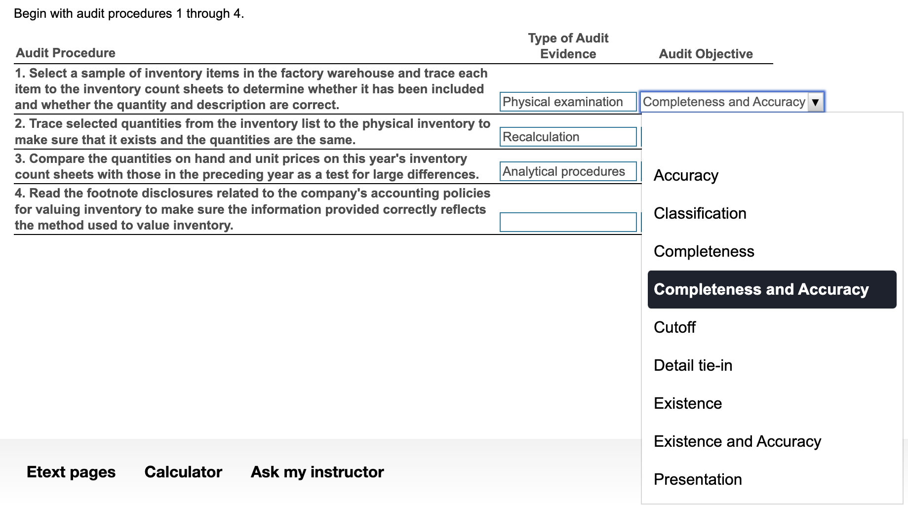 Solved The following audit procedures were performed in the | Chegg.com