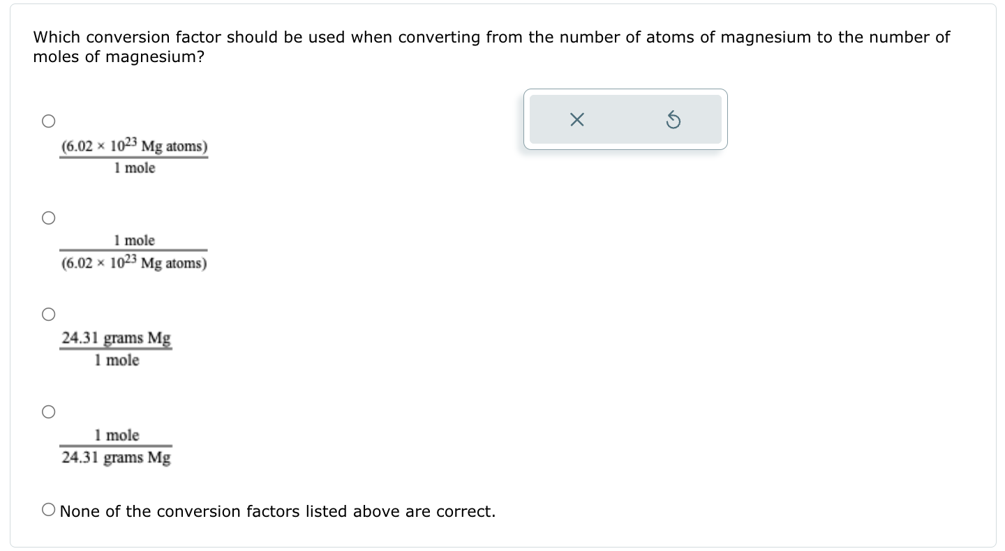 Solved Which conversion factor should be used when | Chegg.com