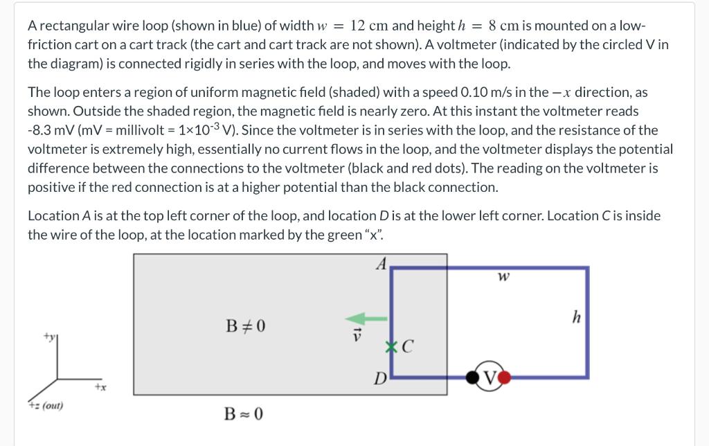 Solved A rectangular wire loop (shown in blue) of width w = | Chegg.com