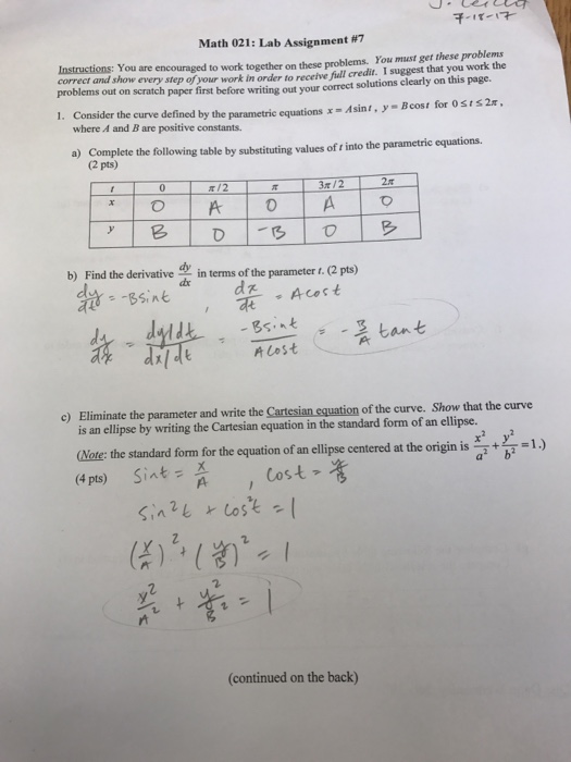 Solved Math 021 Lab Assignment 7 Ou Are Encouraged To Work 