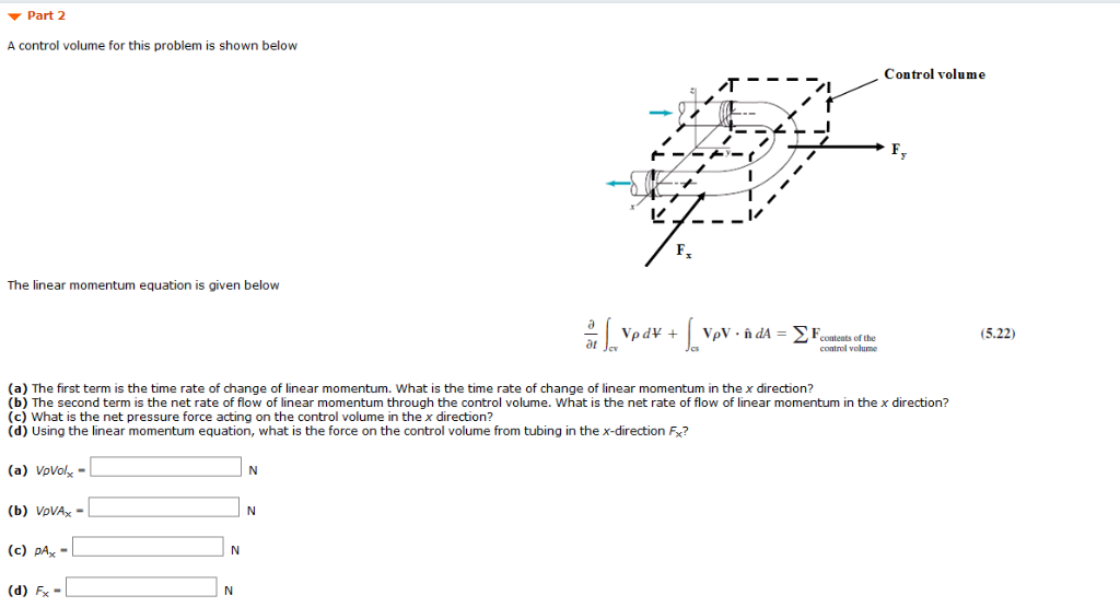 Solved Part 2 A control volume for this problem is shown | Chegg.com