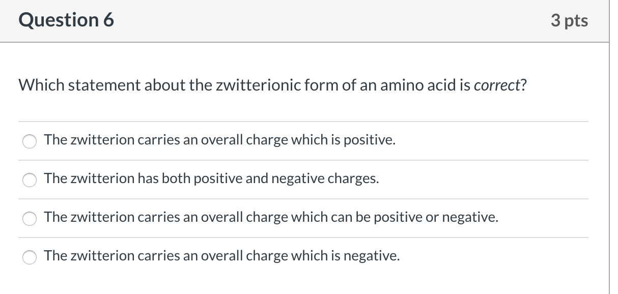 Solved Question 6 3 pts Which statement about the | Chegg.com