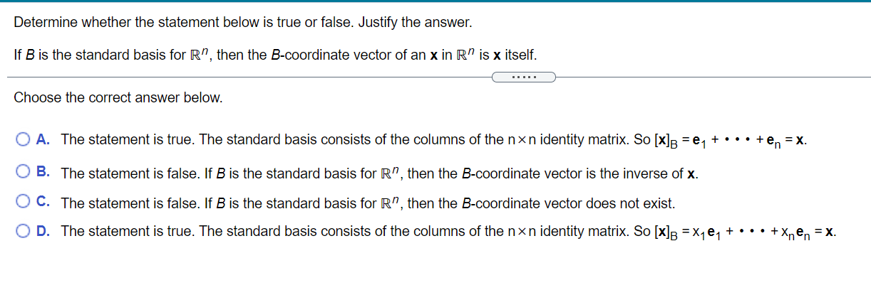 Solved Determine whether the statement below is true or | Chegg.com