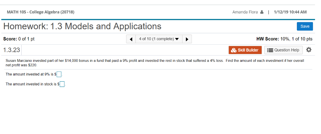 Solved MATH 105-College Algebra (20718) Amanda Flora | | Chegg.com