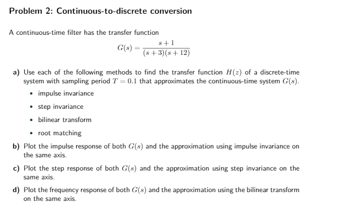 Solved Problem 2: Continuous-to-discrete conversion A | Chegg.com