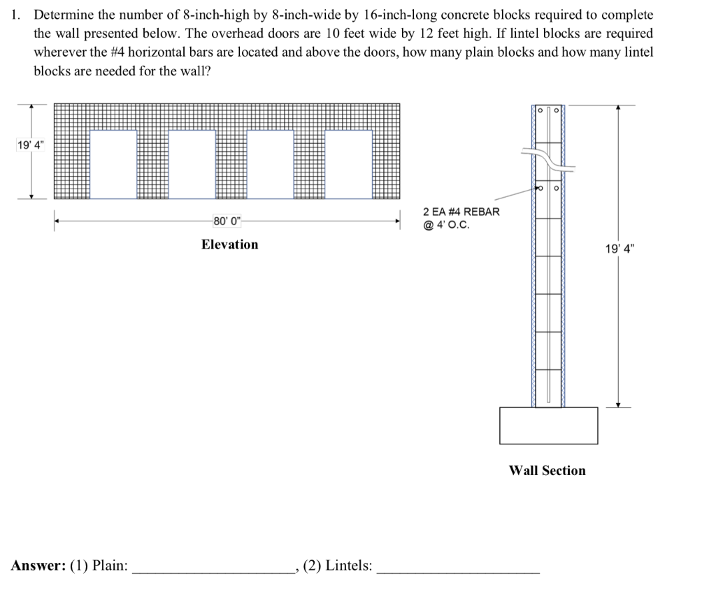 Solved 1. Determine the number of 8-inch-high by 8-inch-wide | Chegg.com
