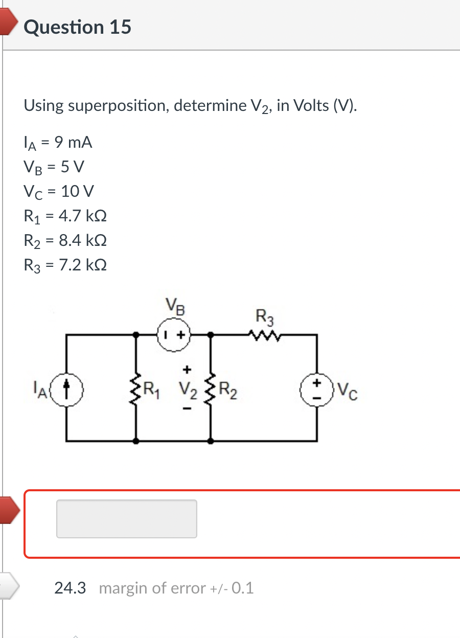 Solved Using superposition, determine V2, in Volts (V). IA=9 | Chegg.com