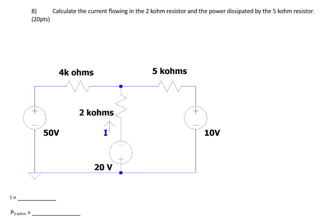 Solved Calculate the current flowing in ﻿the 2 ﻿kohm | Chegg.com