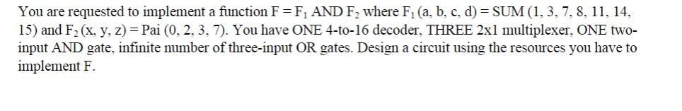 Solved You are requested to implement a function F=F1AND2 | Chegg.com