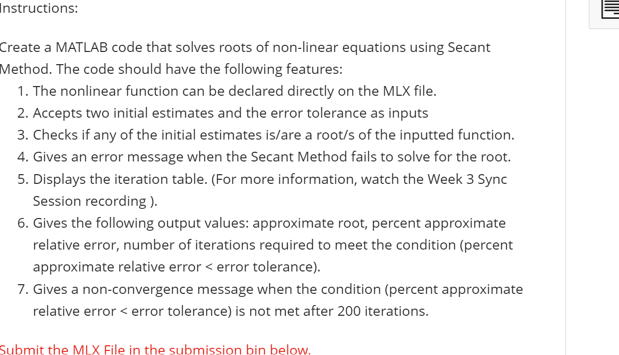 Solved Instructions: Create a MATLAB code that solves roots | Chegg.com