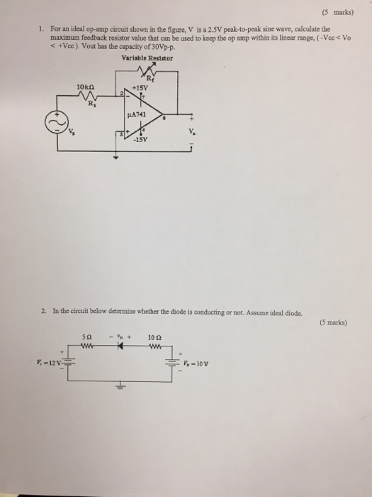 Solved For an ideal op-amp circuit shown in the figure, V is | Chegg.com
