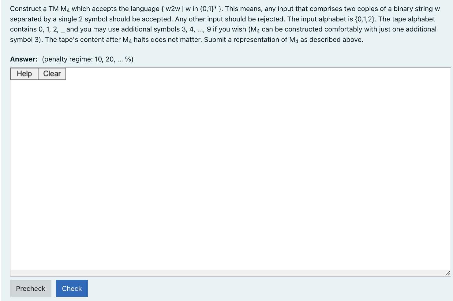 Solved Construct a TM M4 which accepts the language { w2w | | Chegg.com