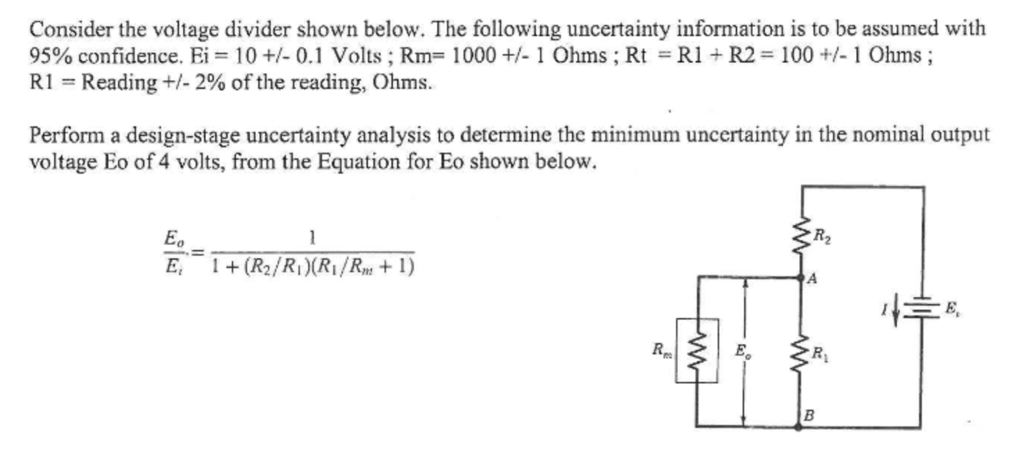 Solved Consider the voltage divider shown below. The | Chegg.com