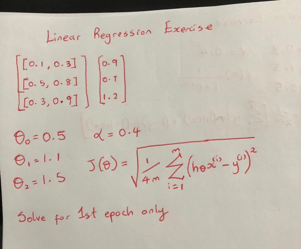 Linear Regression Exercise[[(0.1,0.3])]Solve for 1st | Chegg.com