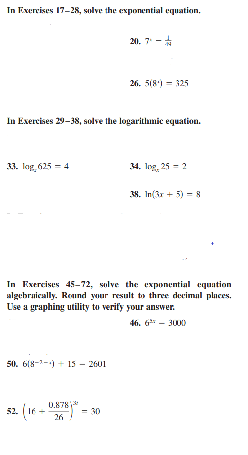 Solved In Exercises 17–28, solve the exponential equation. | Chegg.com