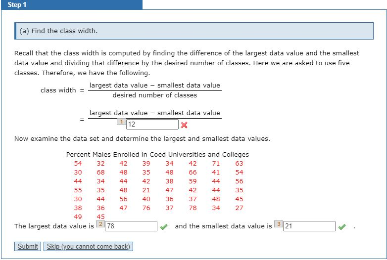 Solved Step 1 A Find The Class Width Recall That The