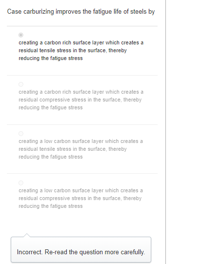 Solved Case carburizing improves the fatigue life of steels | Chegg.com